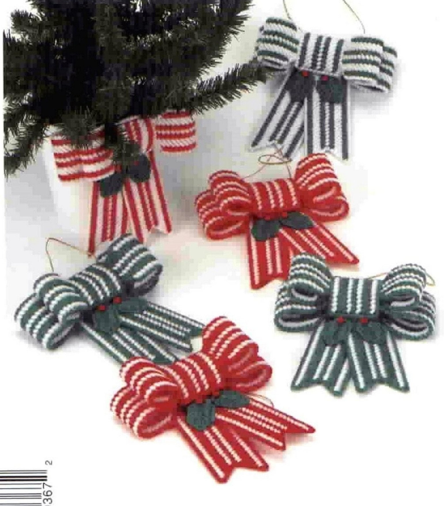 Plastic Canvas Digital PDF Pattern Candy Cane Bow Ornaments - Etsy