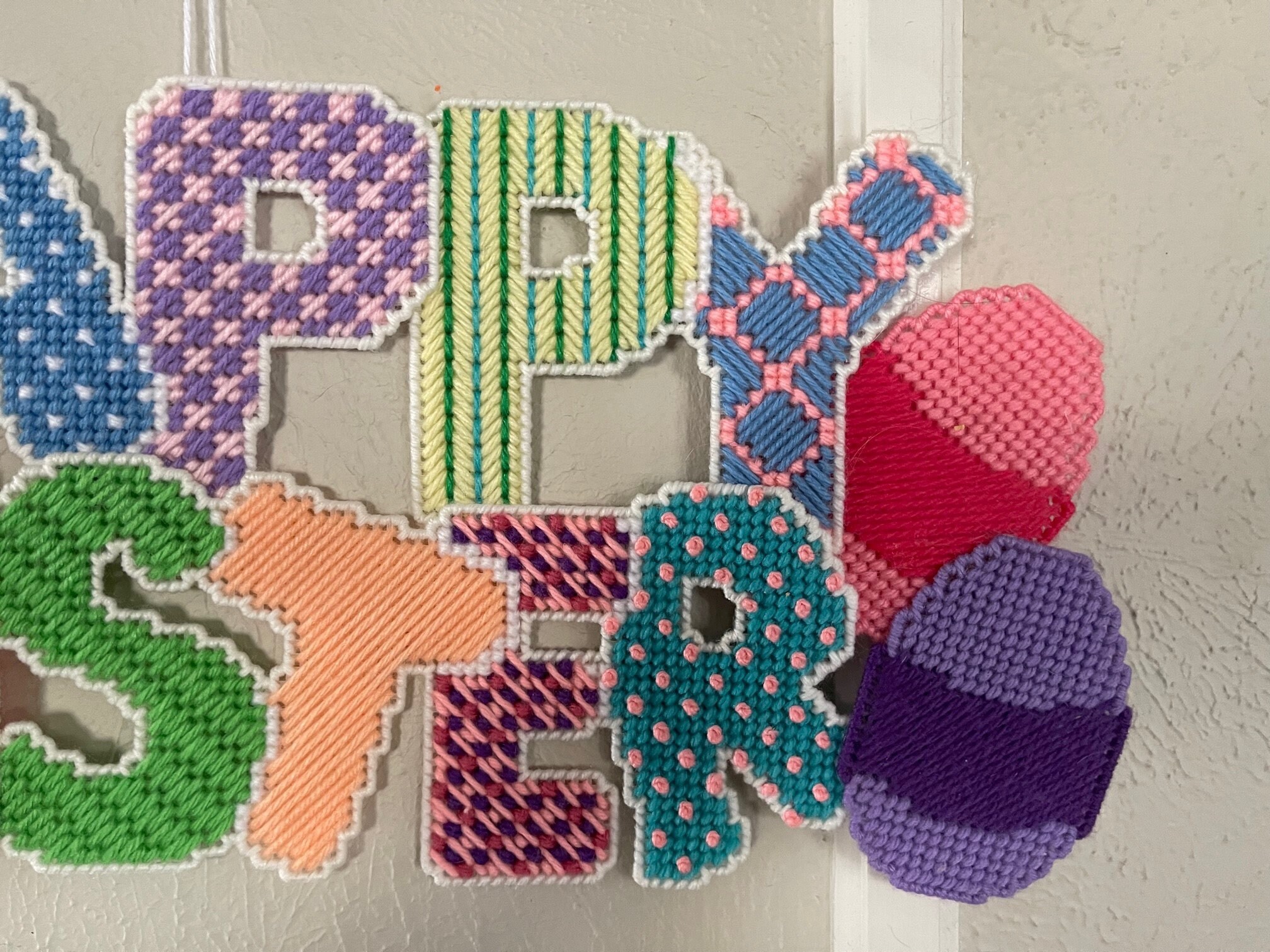 Handmade Plastic Canvas Happy Easter Wall or Door Decoration - Etsy