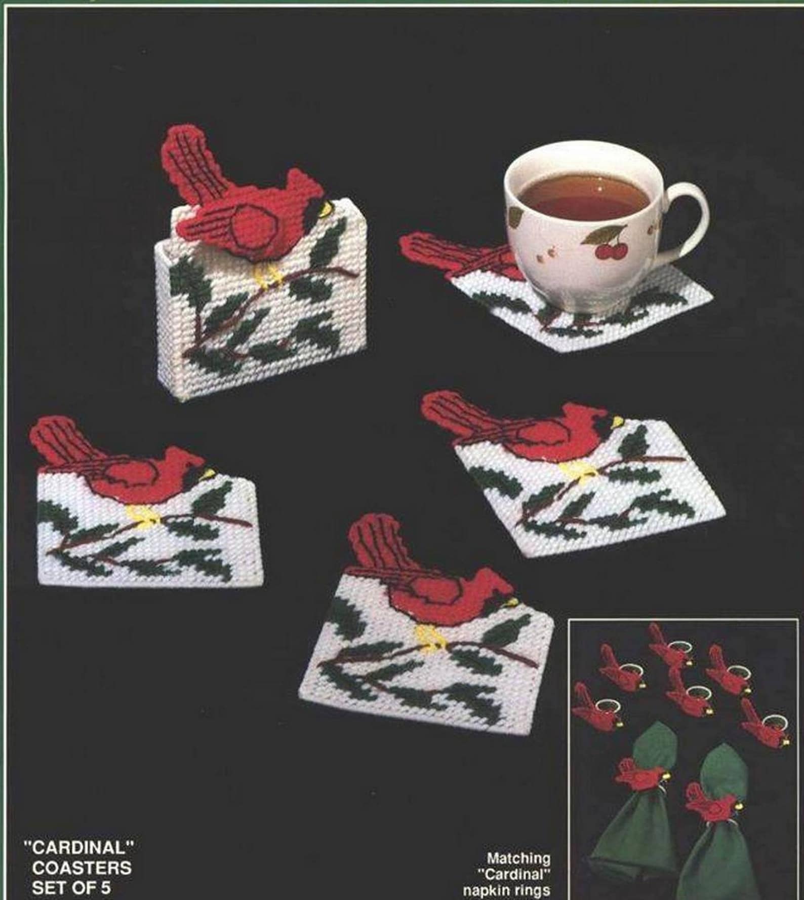 Plastic Canvas Digital PDF Pattern Cardinal Coasters - Etsy