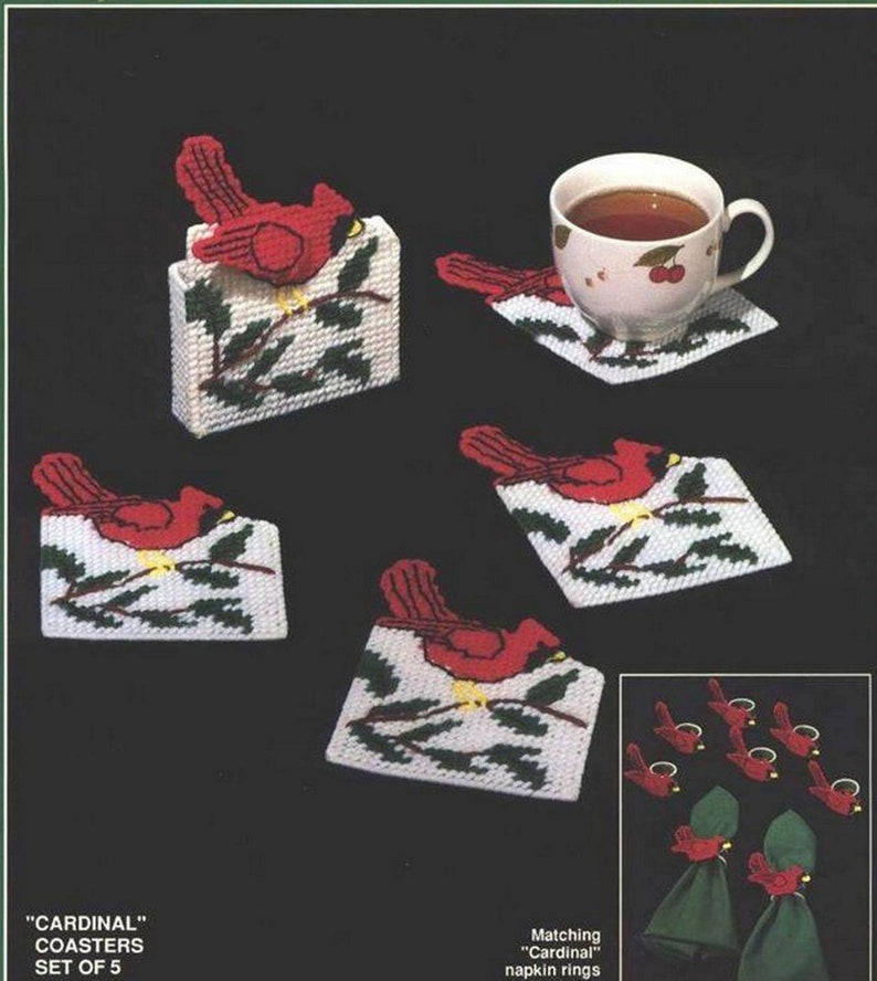 Plastic Canvas Digital PDF Pattern Cardinal Coasters - Etsy
