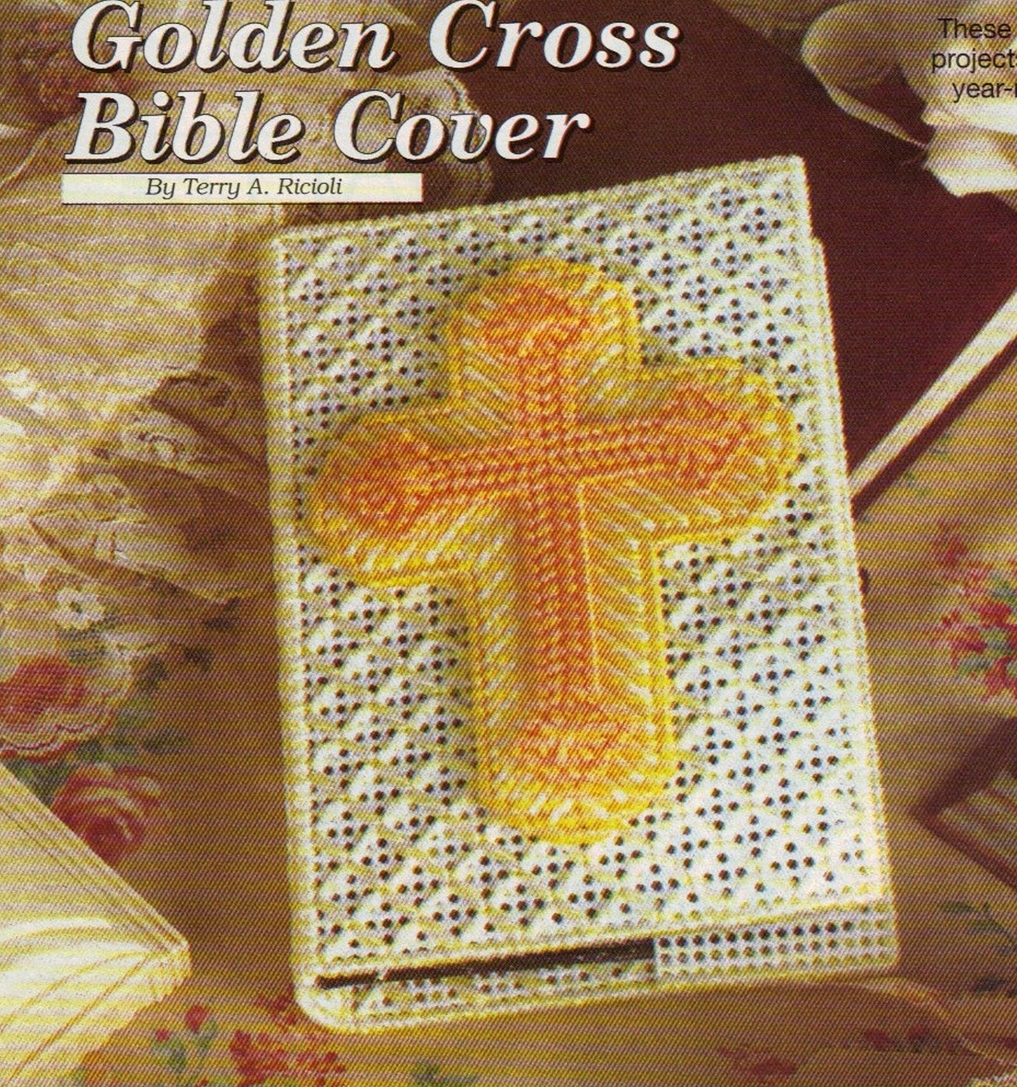 Plastic Canvas Digital PDF Pattern Golden Cross Bible Cover - Etsy