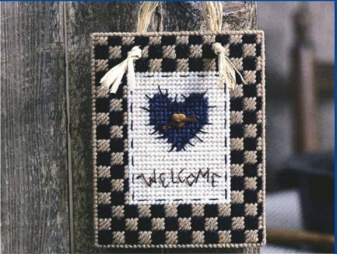 Plastic Canvas Digital PDF Pattern Home Spun Welcome - Etsy