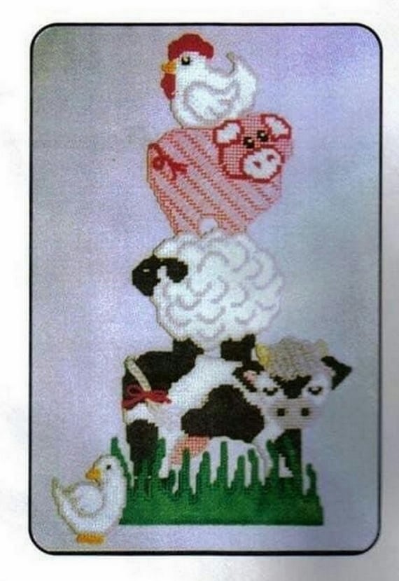 Plastic Canvas Digital PDF Pattern Animal Stack Wall or Door | Etsy