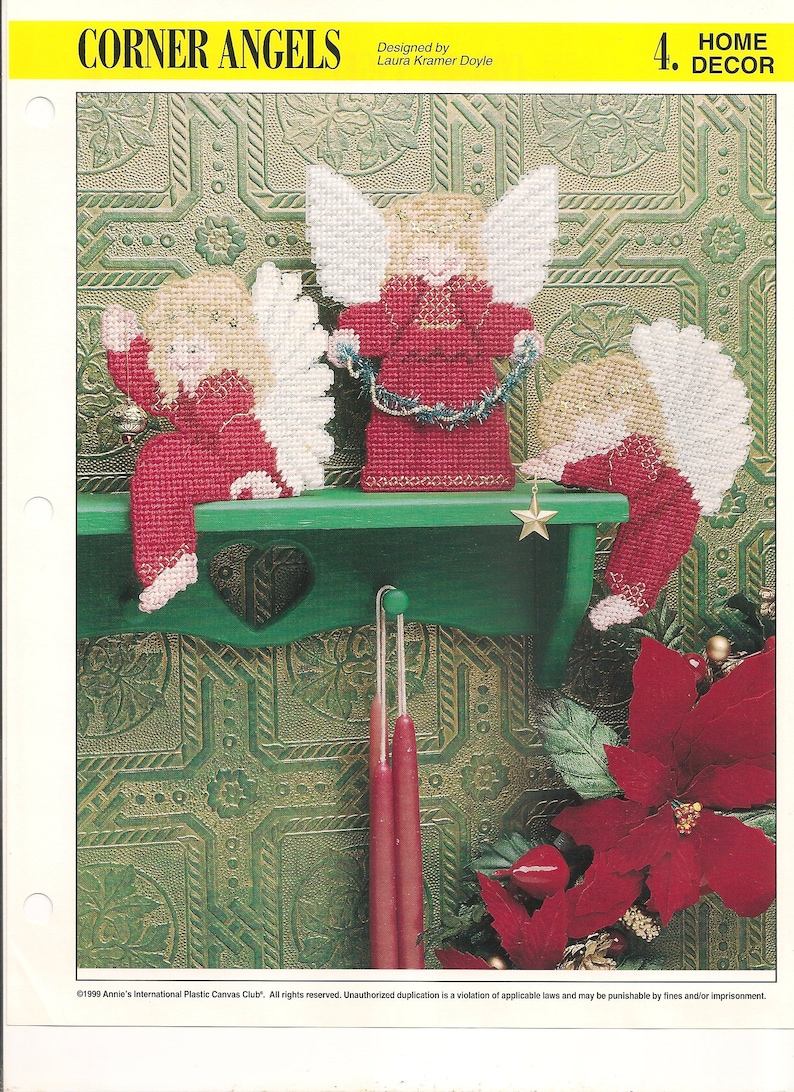 Plastic Canvas Digital PDF Pattern Corner Angels Sitting Standing ...