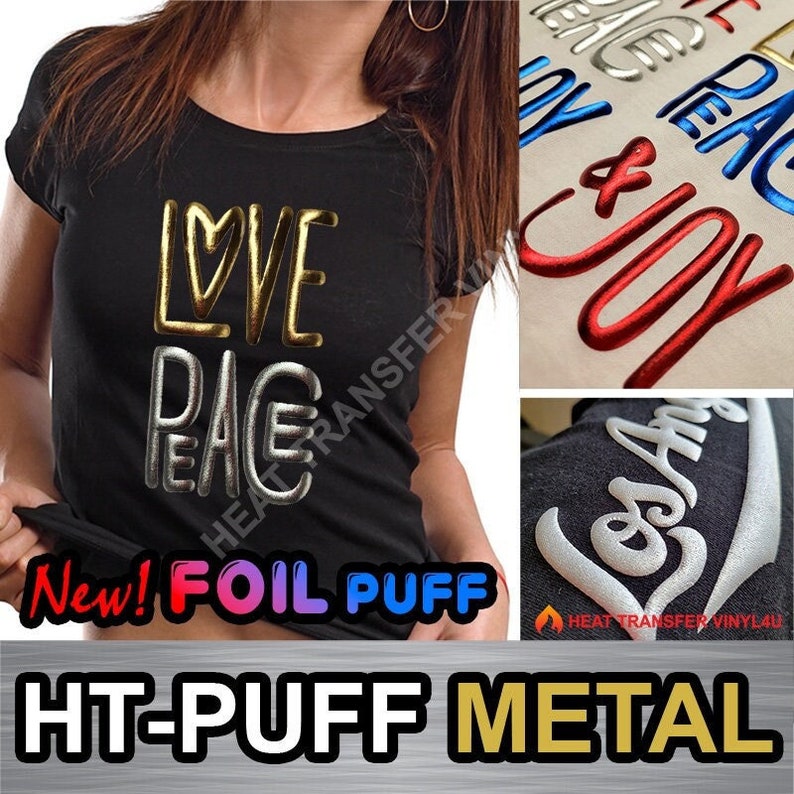 HTV 3D Puff Metal Heat Transfer Vinyl for T-shirts 20 - Etsy