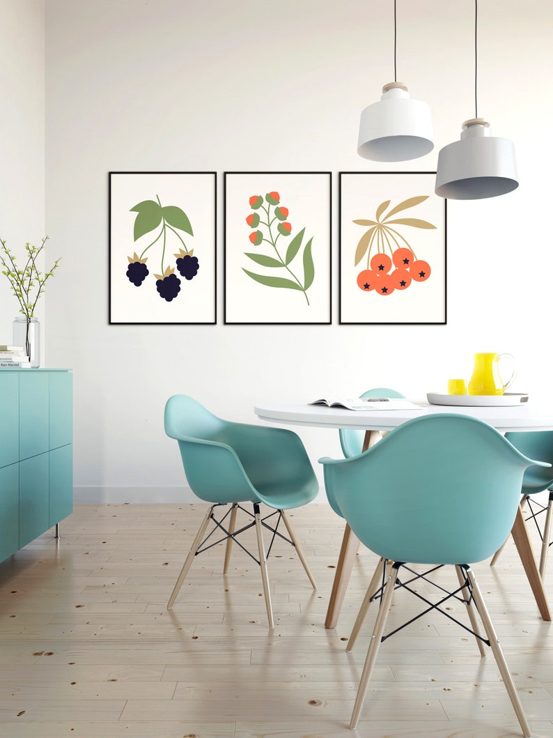 Kitchen Prints Set of 3 Kitchen Wall Art Prints Floral | Etsy