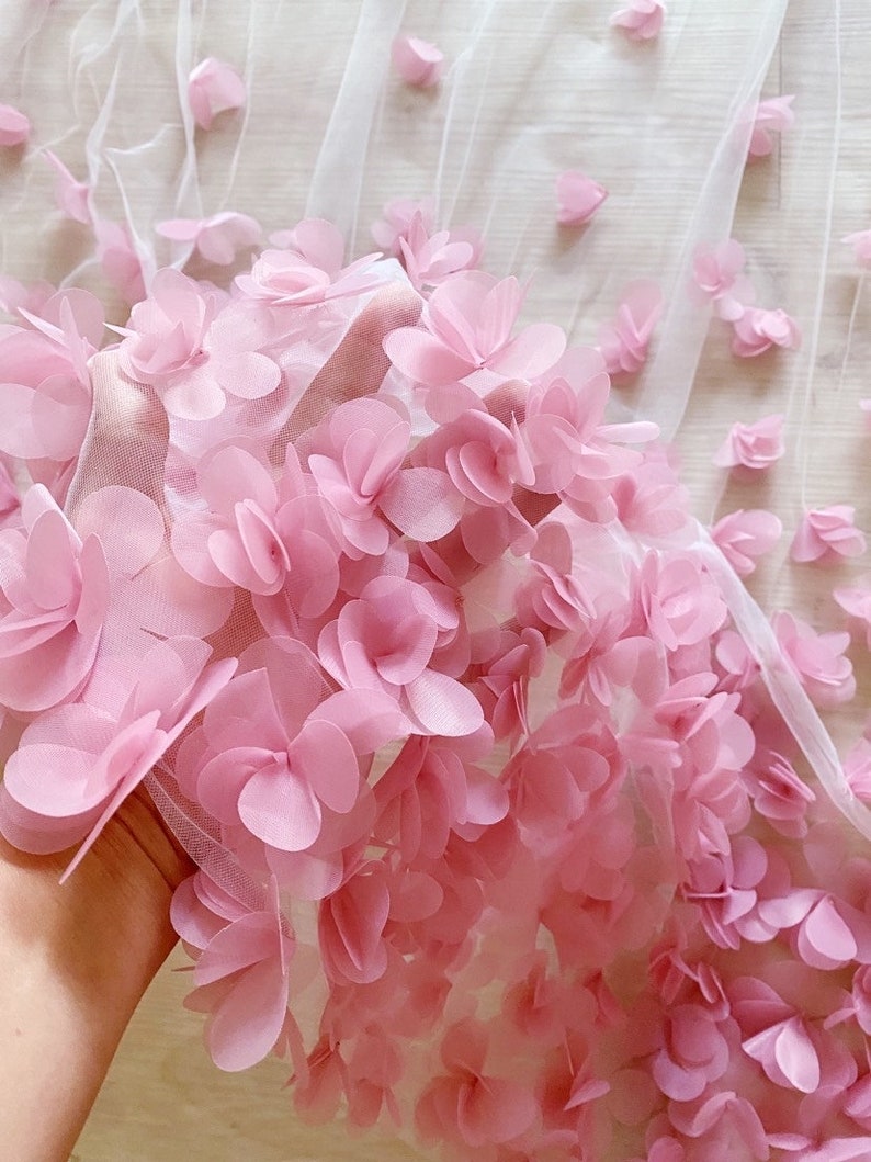 BRIDGET Blush // Pink 3D Flower Detail Cathedral Long Veil - Etsy