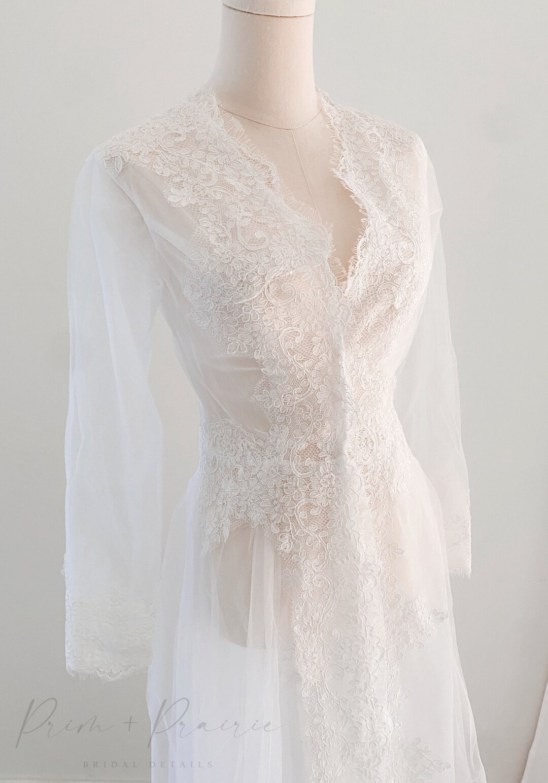 ANNA // Tulle & Lace Wedding Bridal Robe Boudoir Robe Lace Maternity ...