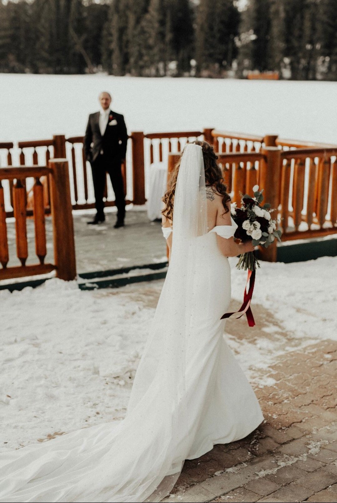 STASSI Wide // Extra Wide Pearl Modern Cathedral Long Veil, Tulle ...