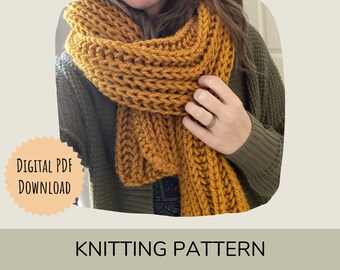 KNITTING PATTERN: Chunky Ribbed Scarf - Etsy