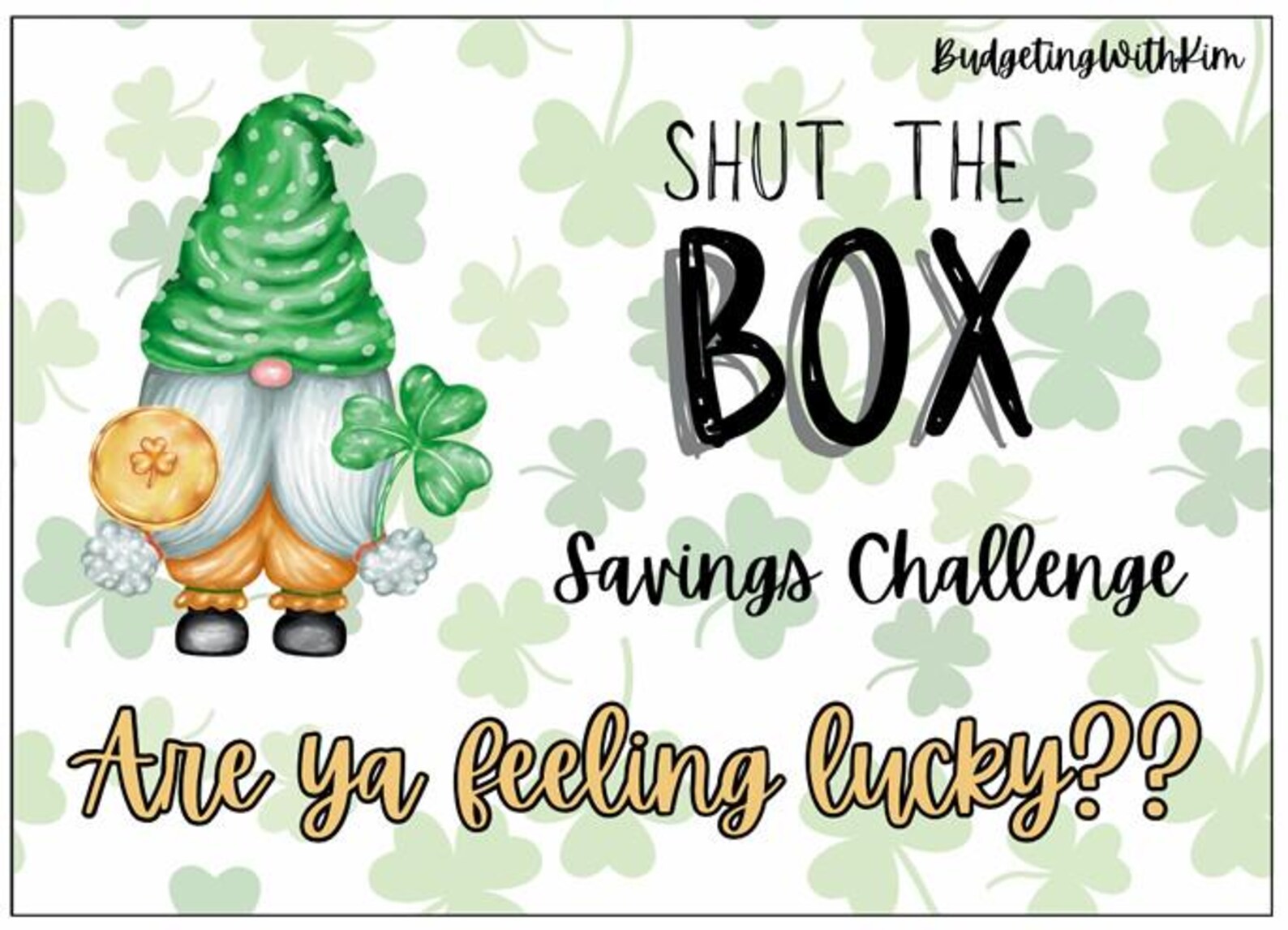 March St Patrick's Day Shut the Box Savings Challenge - Etsy
