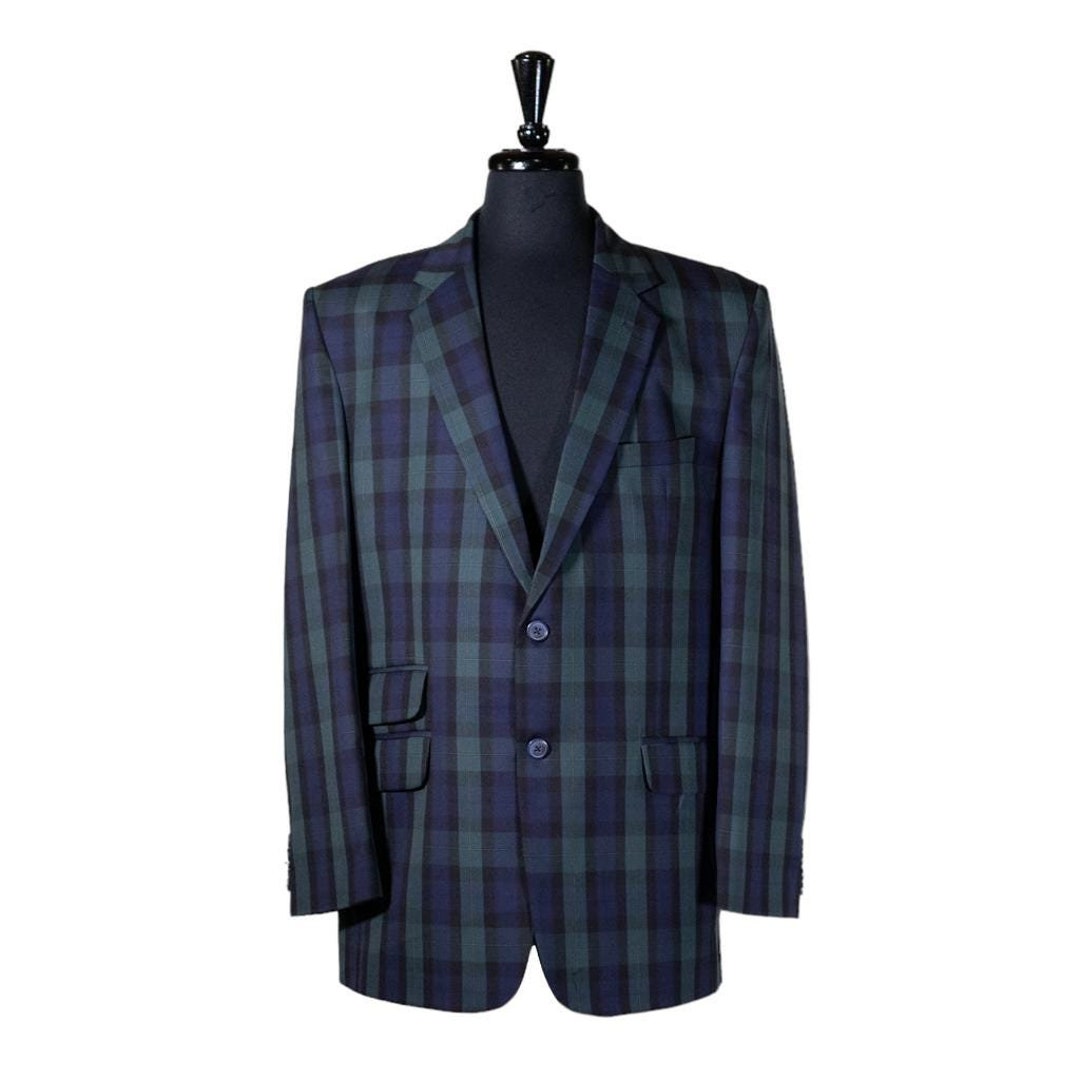 Mens Blazer, Blue Green Tartan Plaid Cotton, Dress Formal Party Jacket ...