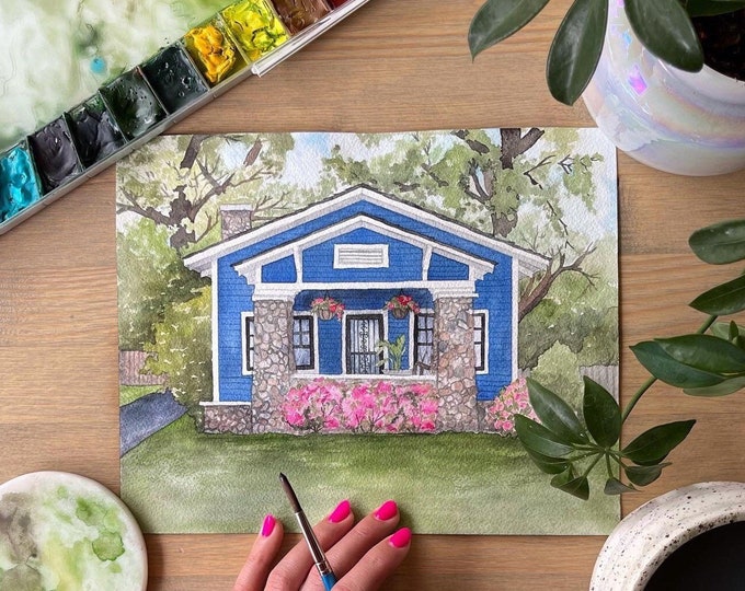 Custom House Painting, Home Portrait, Custom Watercolor, Original ...