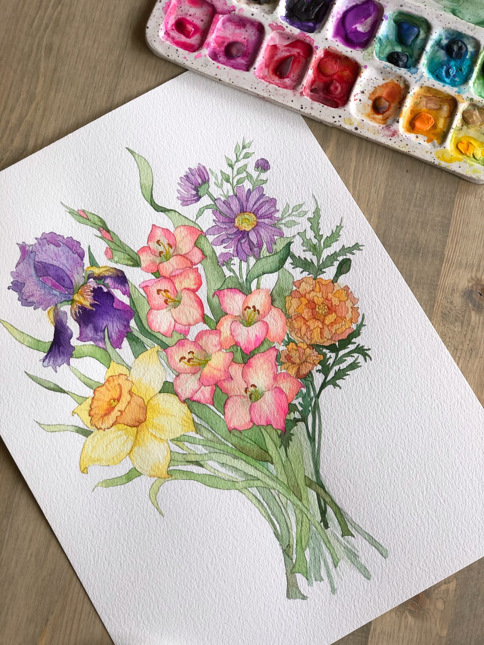 Birth Month Custom Floral Artwork Family Painting | Etsy