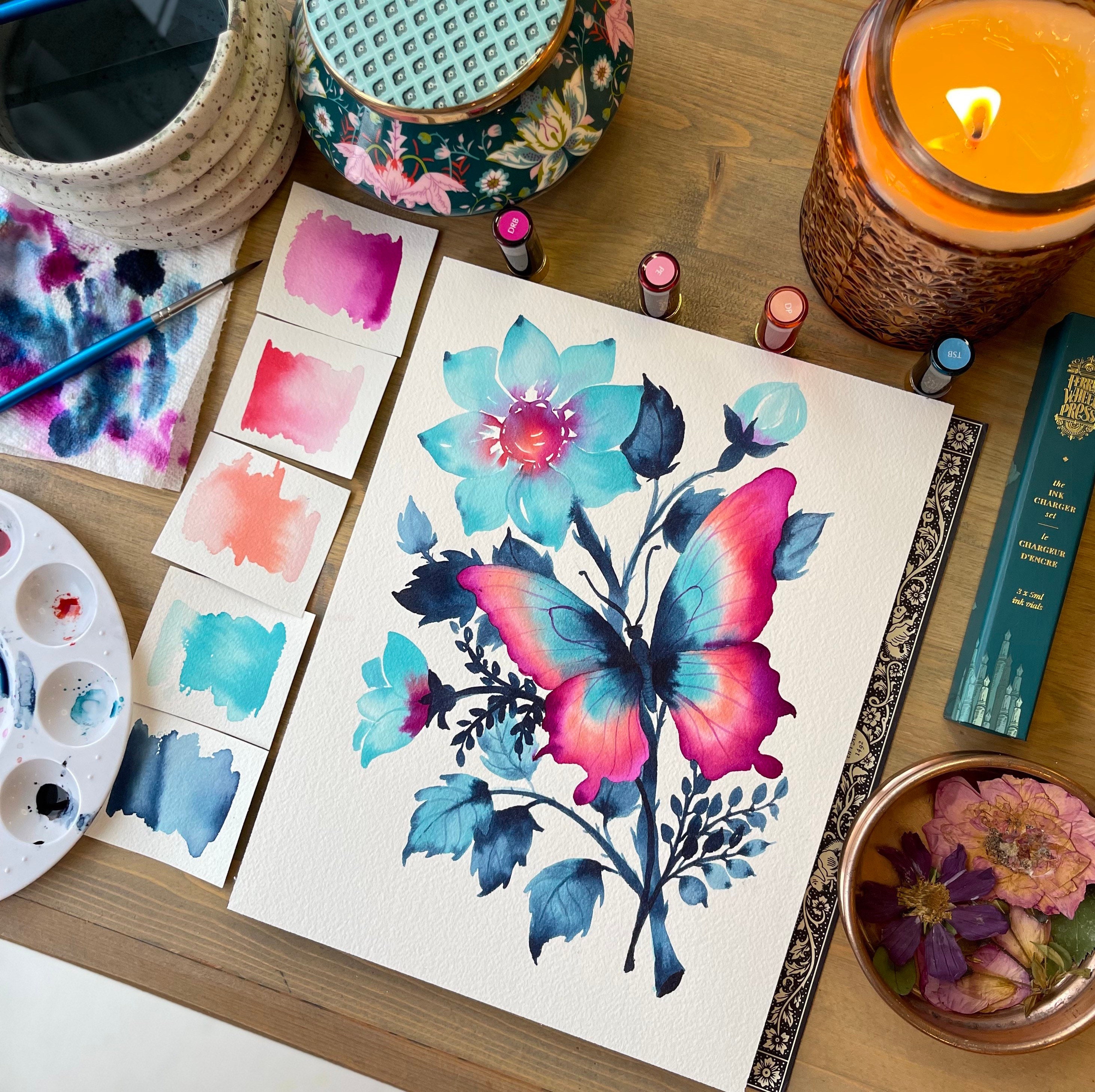 Ink And Watercolor Butterfly Art