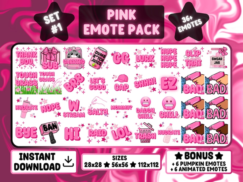 36+ Pink Girly Twitch & Discord Emotes + Animated and Pumpkin BONUSES ...