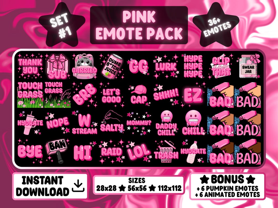 36+ Pink Girly Twitch & Discord Emotes + Animated and Pumpkin BONUSES ...