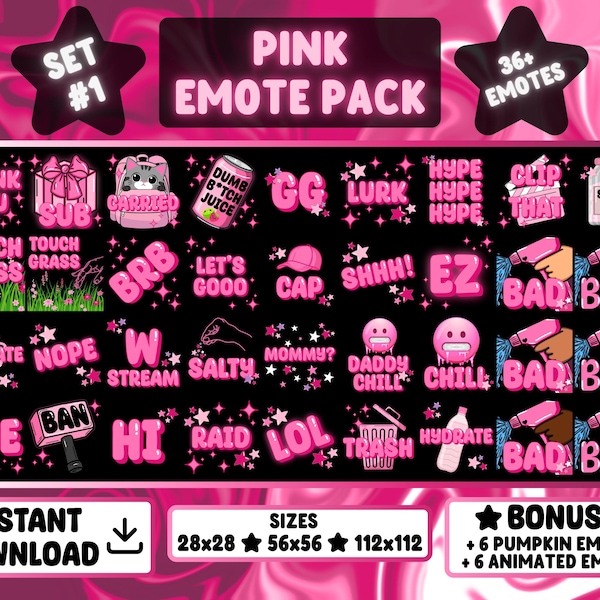 Twitch Emote Packs Pink - Etsy