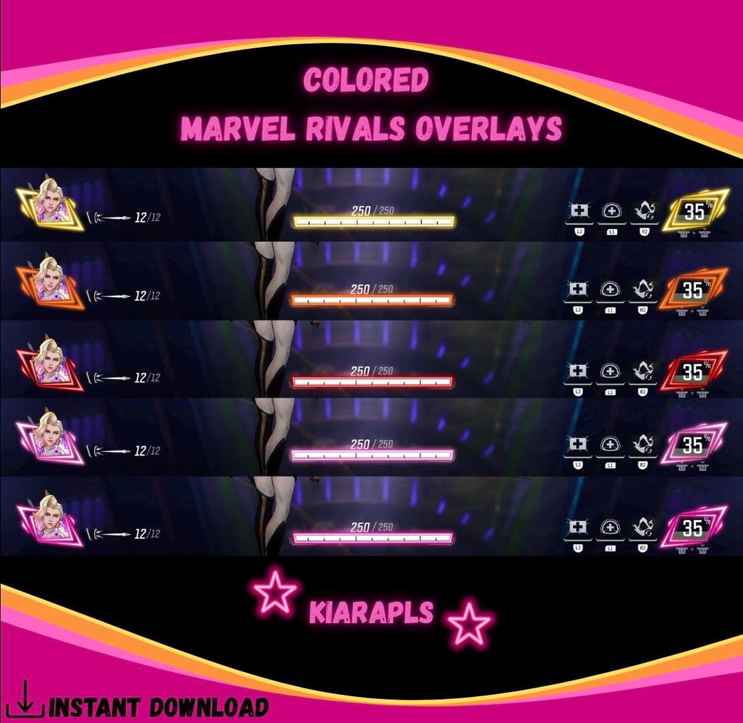 Colored Glow Marvel Rivals Overlays | Customizable HUD | All Heroes - Etsy