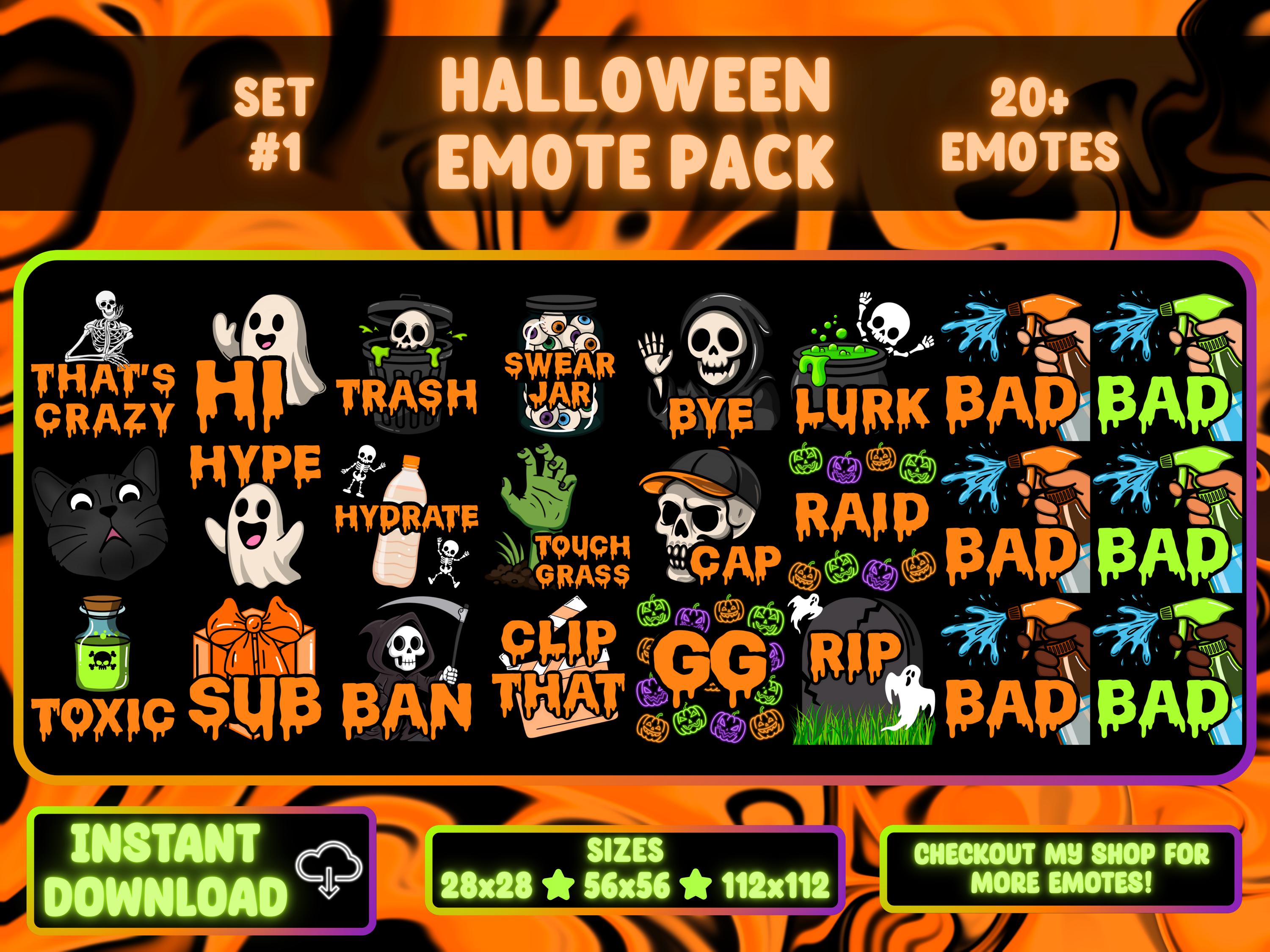 20+ Halloween Emote Pack | Spooky Emotes for Twitch, Discord, Youtube ...