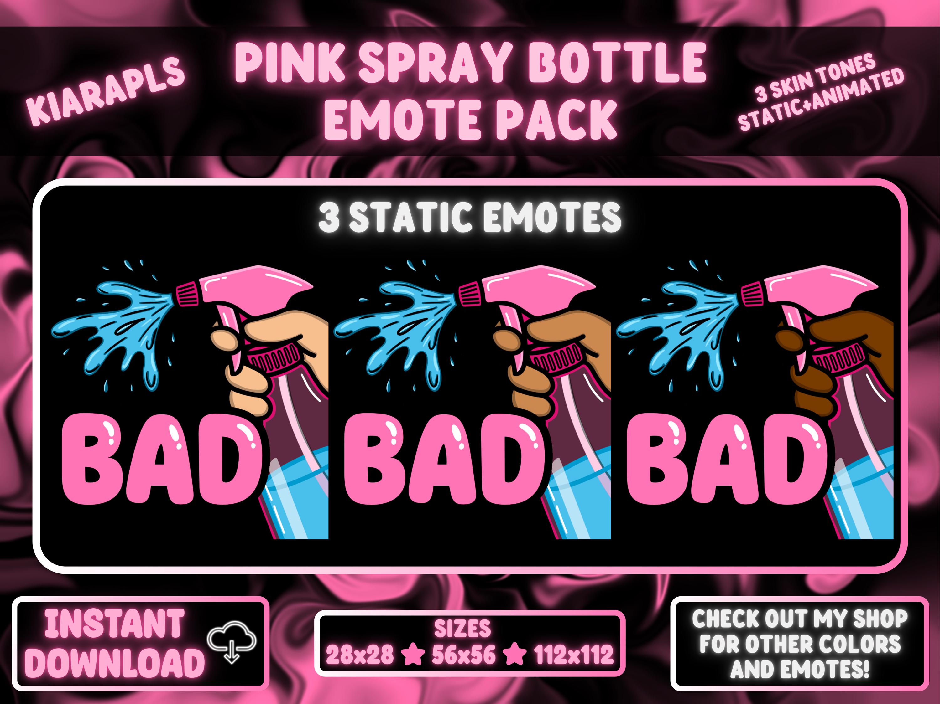 Pink BAD Spray Bottle Emote – Static & Animated PNG/GIF | 3 Skin Tones ...