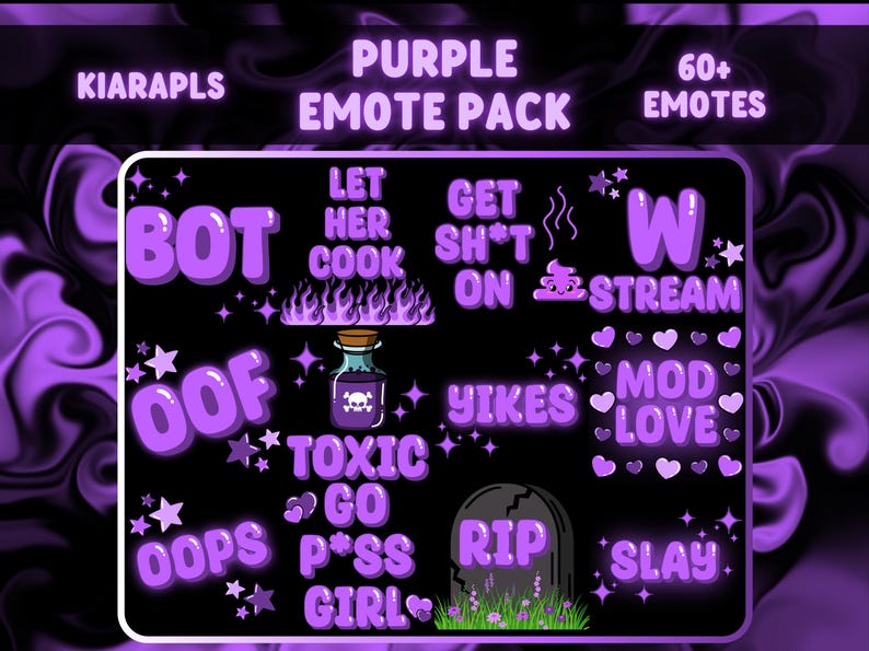 60+ Purple Girly Twitch & Discord Emotes + Animated BONUSES | Cute ...