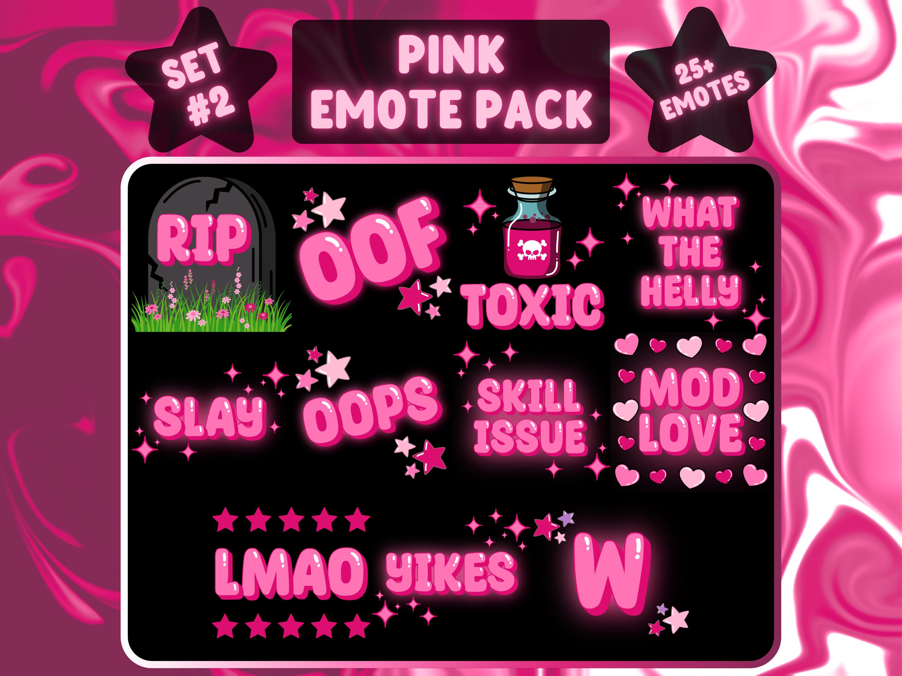 25+ Pink Girly Twitch & Discord Emotes + Animated BONUS EMOTES | Set 2 ...