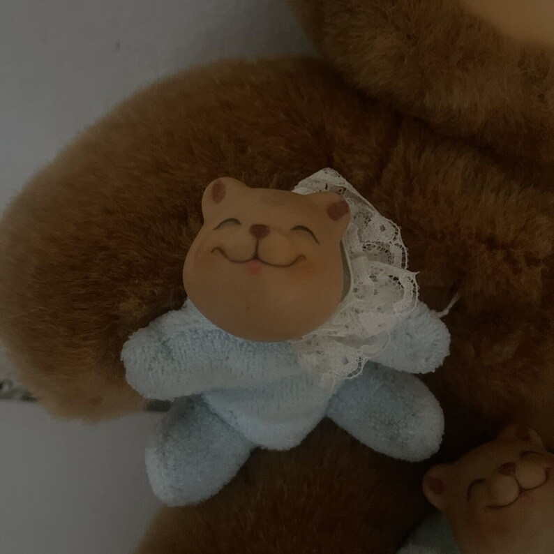 Vintage Dandee 15" Rubber Face Brown Teddy Bear Plush Mom 3 Cubs ...