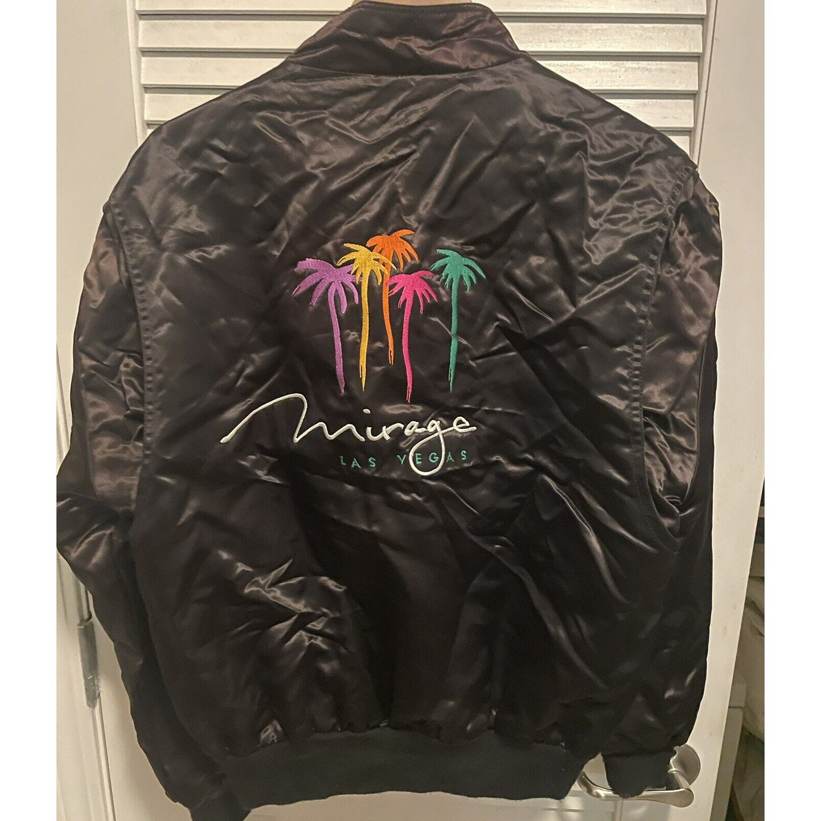 M.A.P. Mirage Las Vegas Silk Satin Look Shiny Bomber Jacket USA 1980's ...