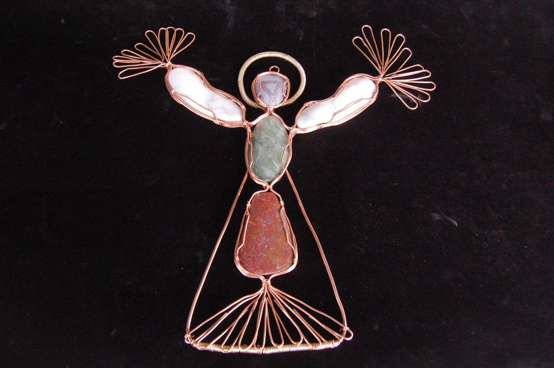 Guardian Angel Wall Hanging Made From Agate, Jasper and Copper Wire - Etsy