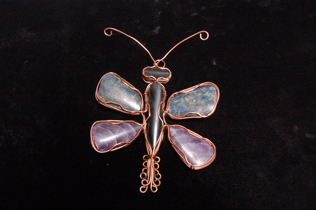 Butterfly Wall Hanging Made From Lapis Lazuli, Chevron Amethyst ...