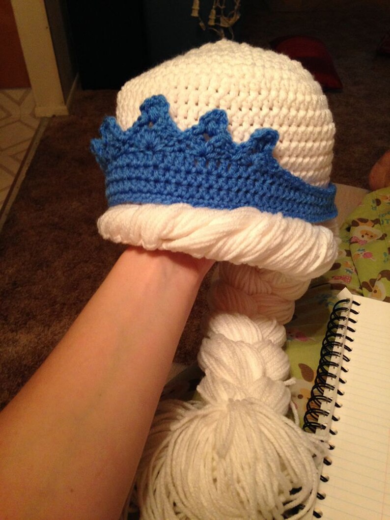 Crochet Queen/princess Crown Hat With Braid - Etsy