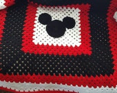 Crochet Mickey and Minnie Mouse Granny Square Blanket - Etsy