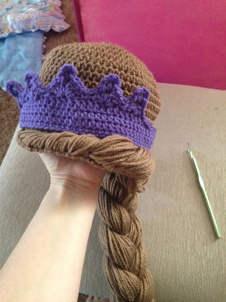 Crochet Queen/princess Crown Hat With Braid - Etsy