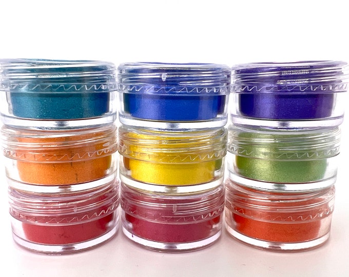 Rainbow Mica Set of 9 Jars - Pigments for Soap, Slime, Nail Polish ...