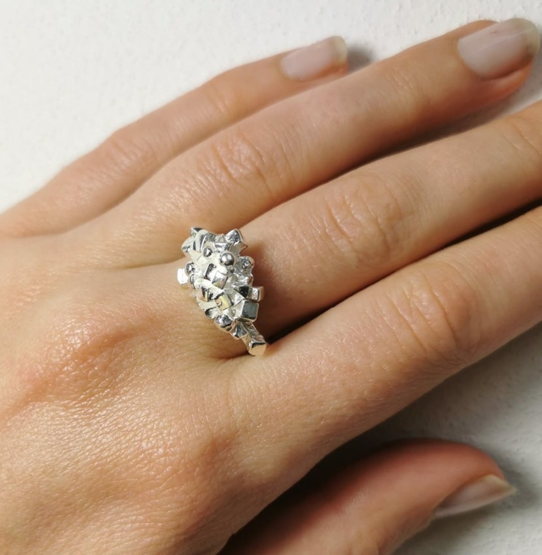 SOLID Silver Sacred Geometry 3D Ring, Architect Gift, Artistic 3 D Ring ...