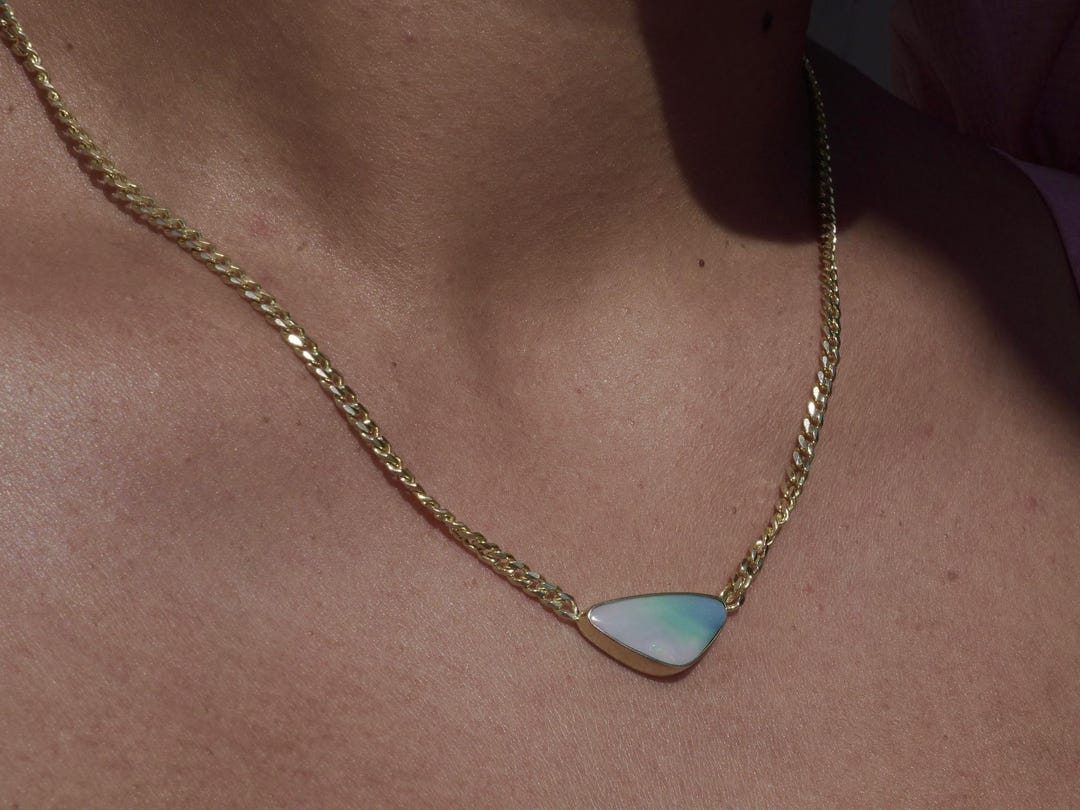 Gold Miami Cuban Link Chain Necklace, Choker With Australian Fire Opal ...