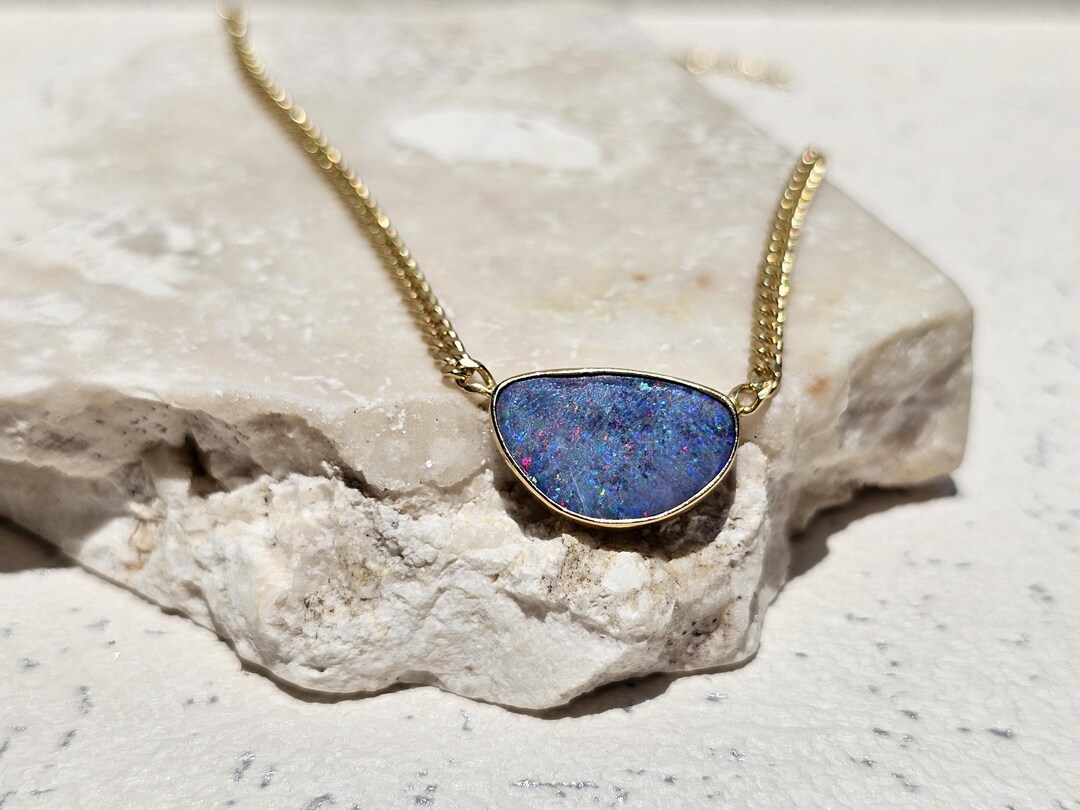 Gold Miami Cuban Link Chain Necklace, Choker With Australian Fire Opal ...