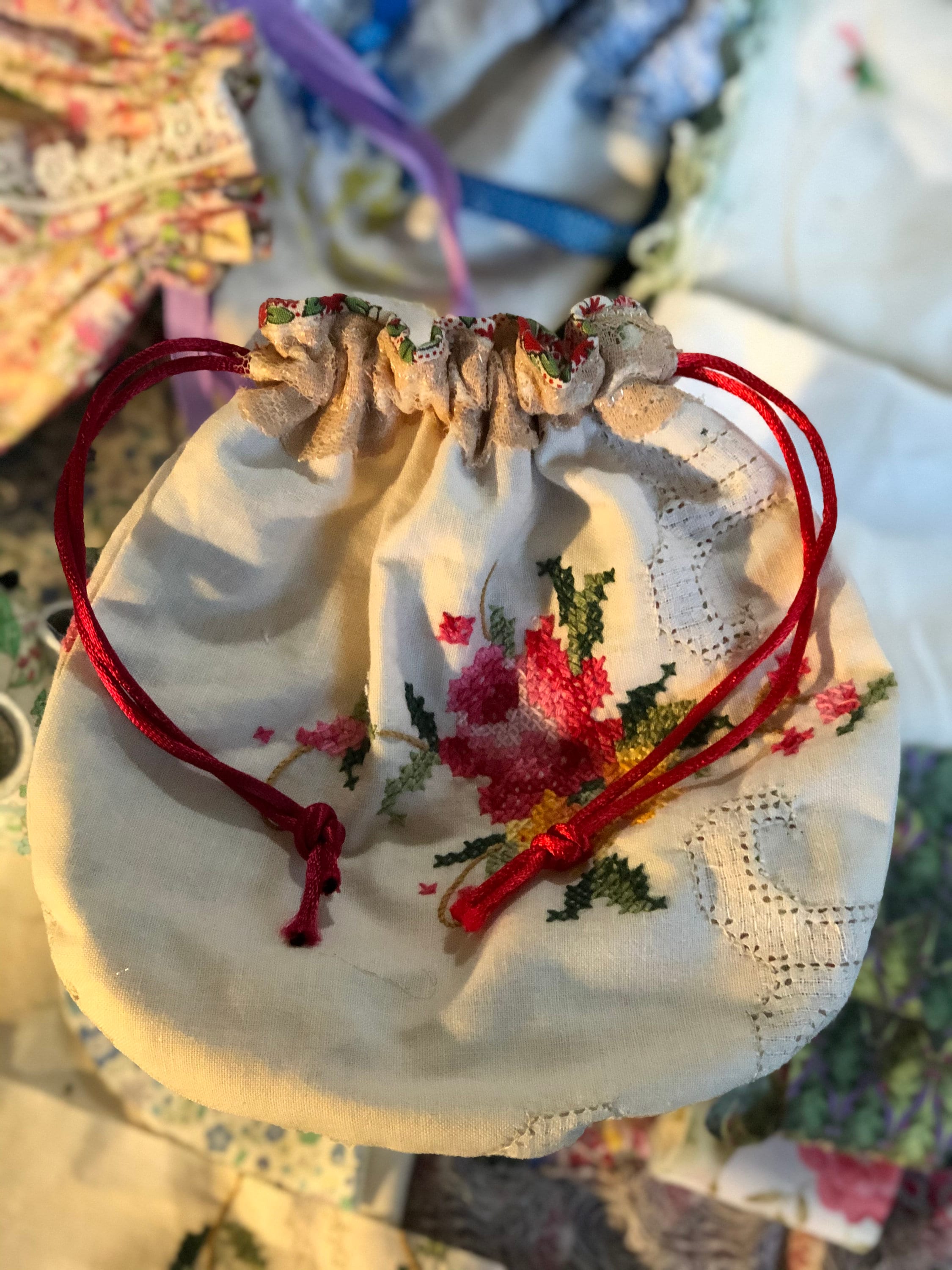 Reticule Rose Vintage Handstiched Linen - Etsy