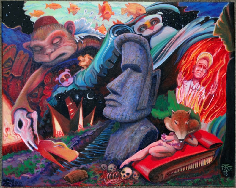 The Moai Seemed Contemporary in the Monkeymans Vision Original Oil ...