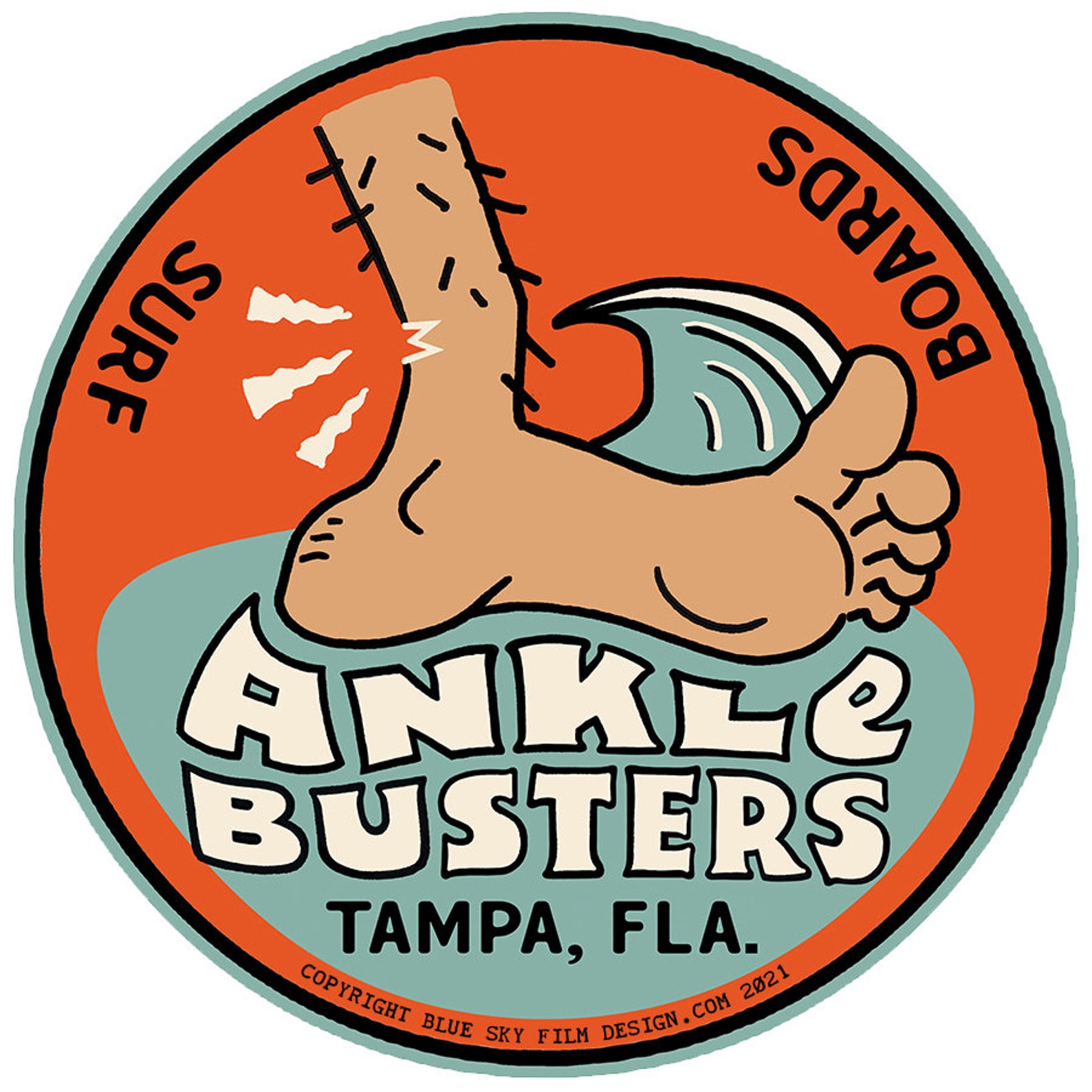 Ankle Busters Surf Boards 3 Inch Round Sticker. Perfect for Your Woody ...