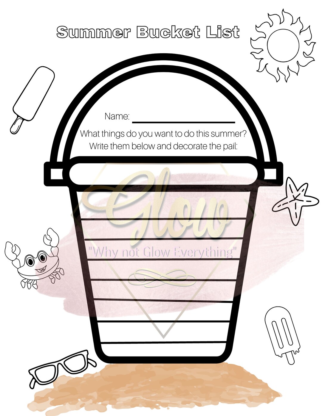 Kids Summer Bucket List/kindergarten/first Grade/summer Bucket Template ...