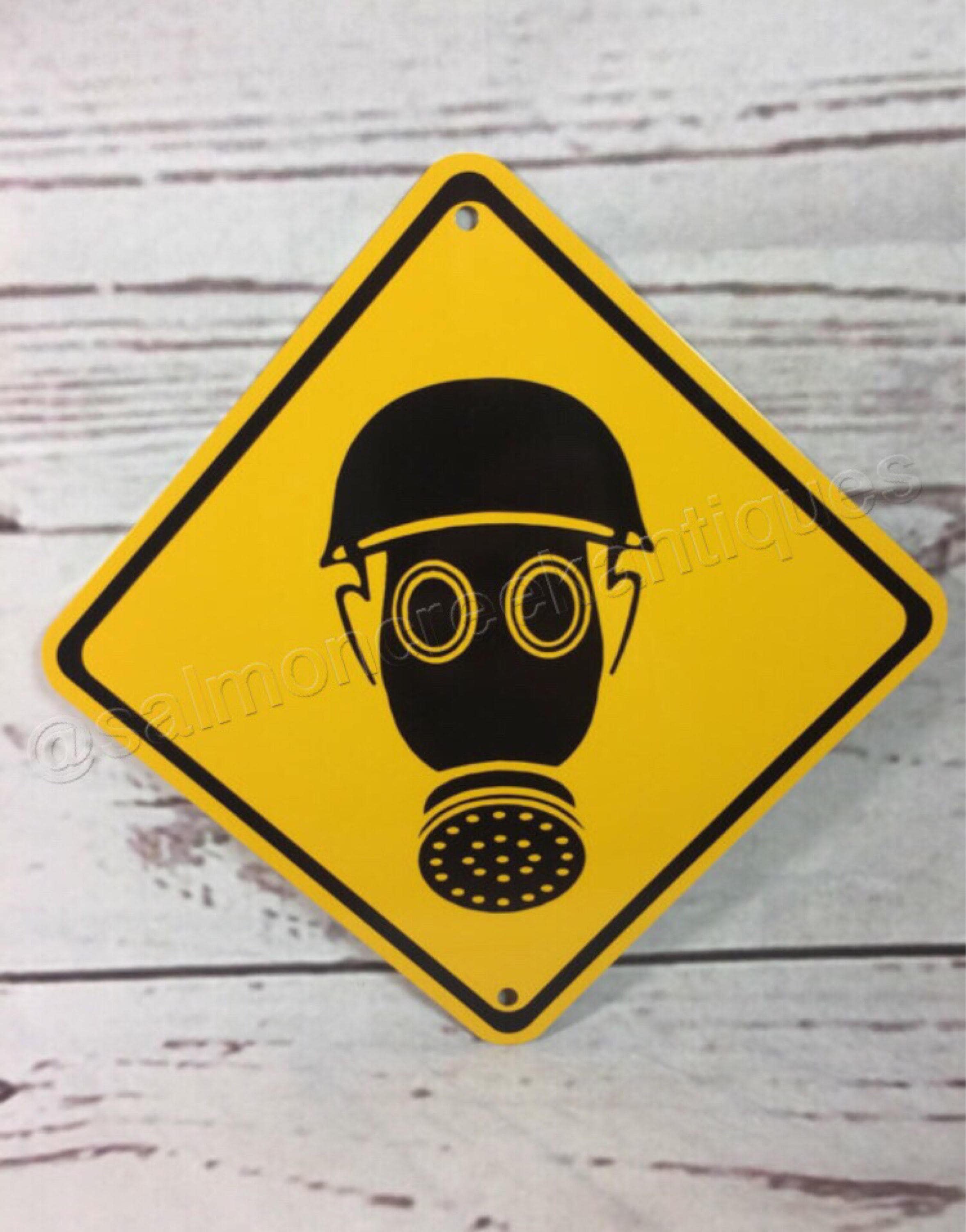 GAS MASK Toxic Mini Metal Yellow Caution Crossing Sign - Etsy