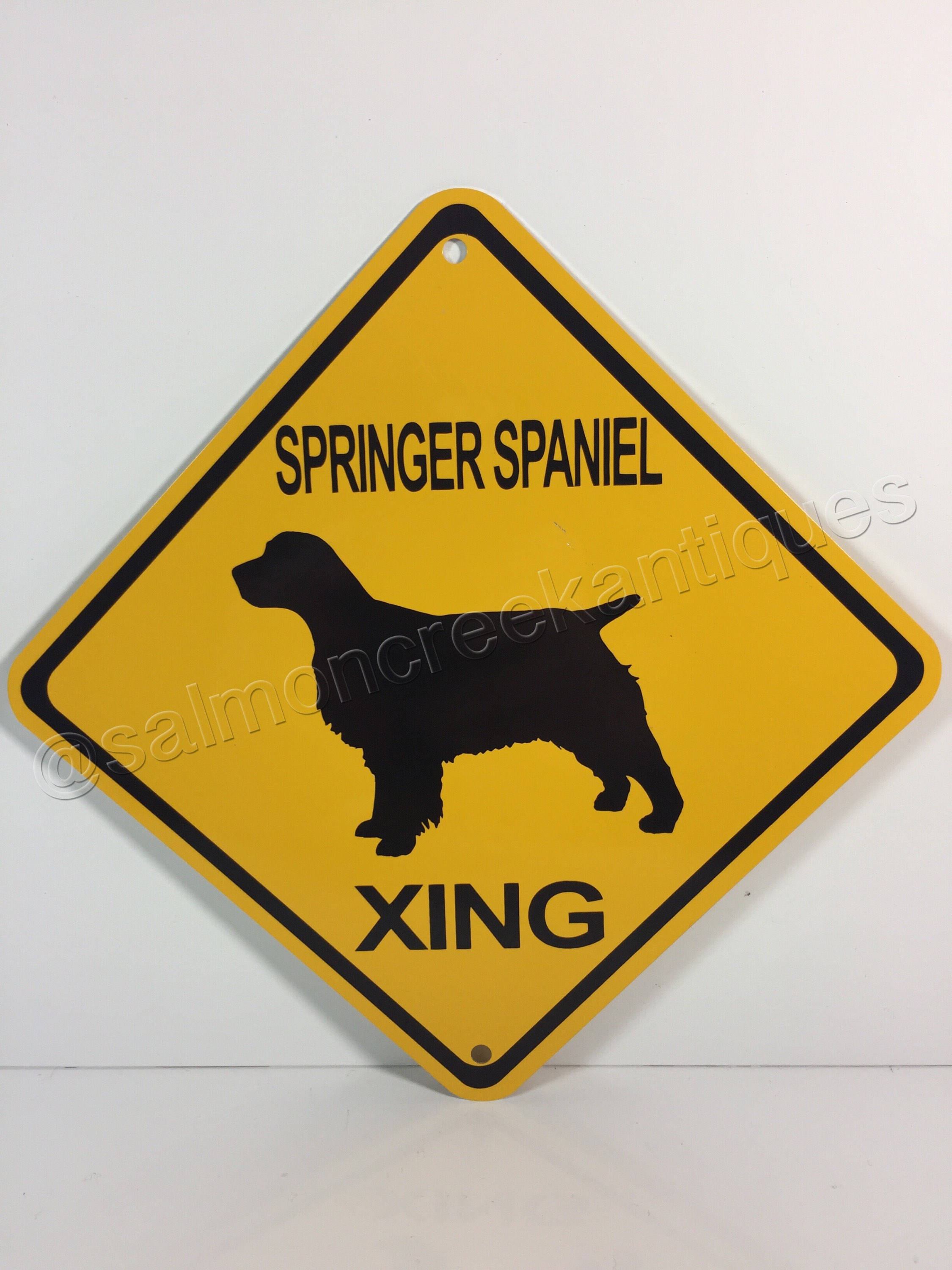 SPRINGER SPANIEL Xing Metal Caution Yellow Dog Crossing Sign - Etsy