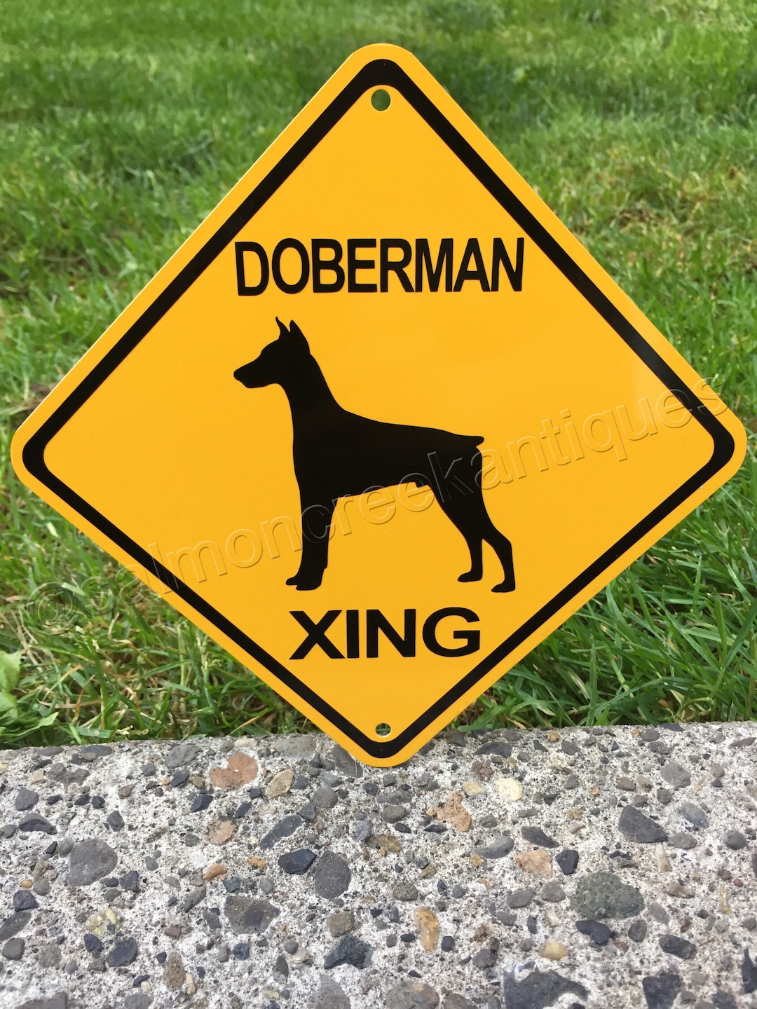 DOBERMAN Xing Metal Caution Yellow Dog Crossing Sign 6"x6" or 12"x12 ...