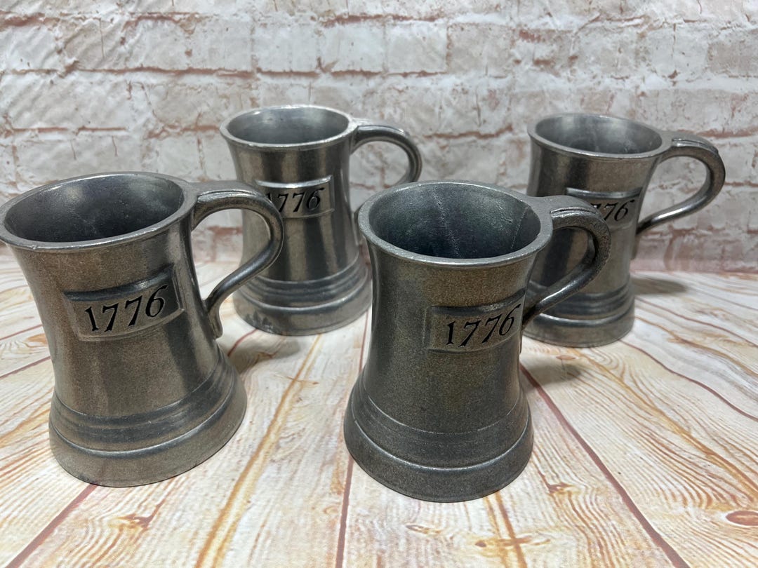 Vintage Set of 4 Pewter 5 1/4” RWP Plough Tavern Satin Matte 1776 Beer ...