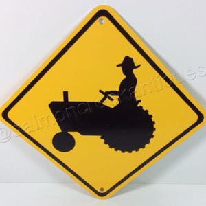 Tractor Farmer Xing Mini Metal Farm Yellow Caution Crossing Sign 6"x6 ...