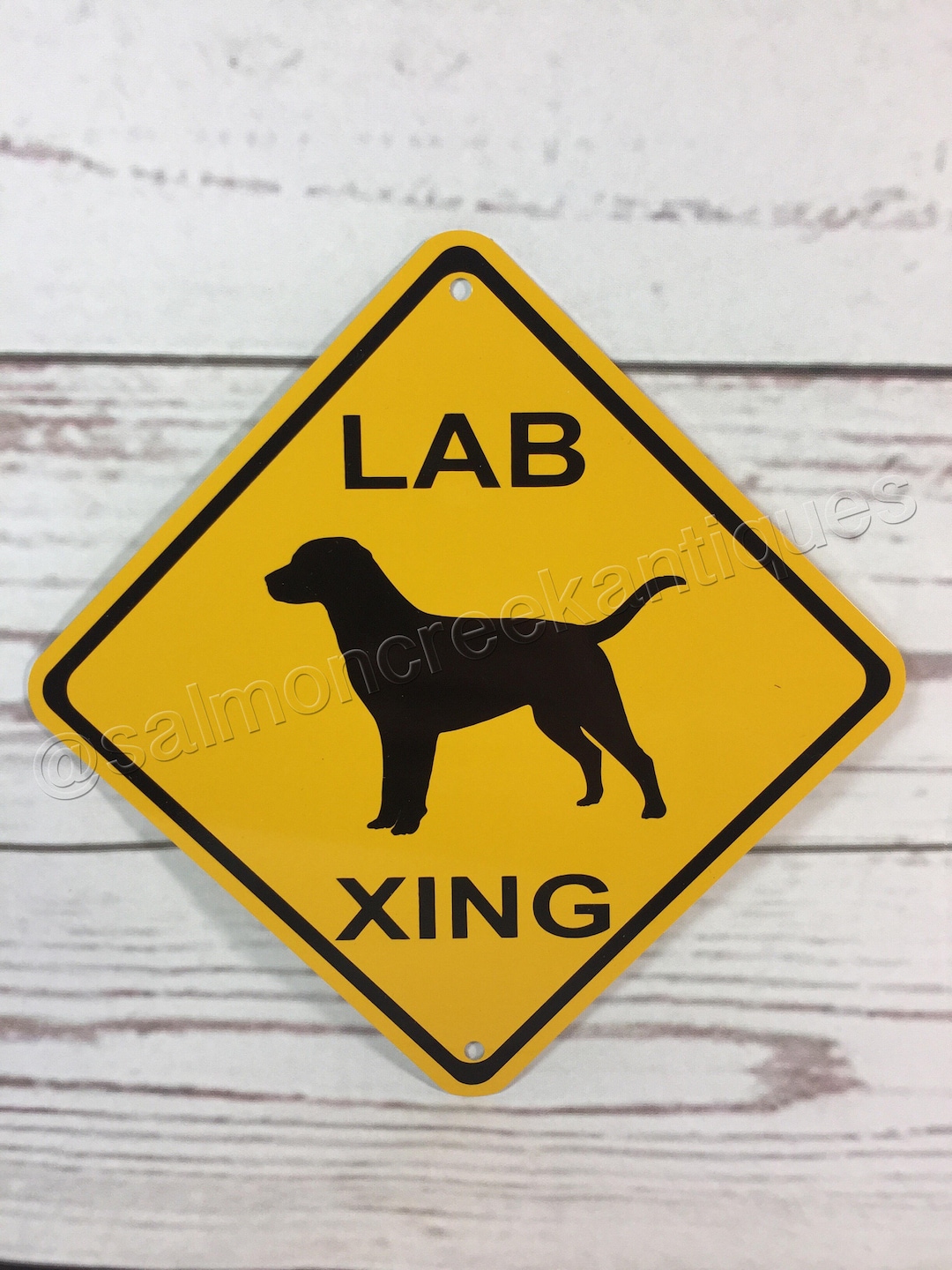 Lab Labrador Xing Metal Caution Yellow Dog Crossing Sign 6"x6" or 12 ...