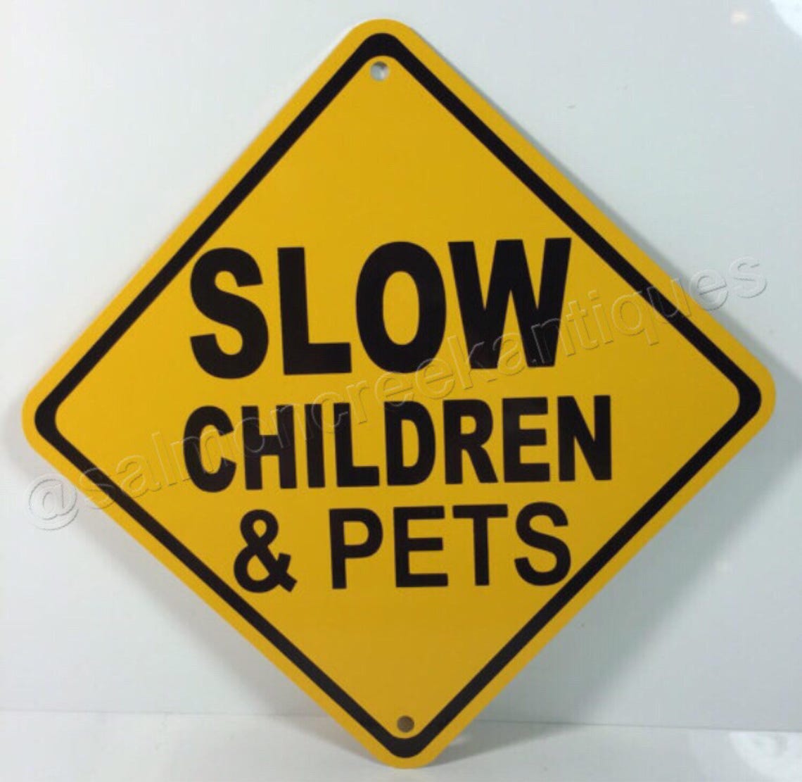 SLOW Children & Pets Mini Metal Yellow Caution Crossing Sign - Etsy