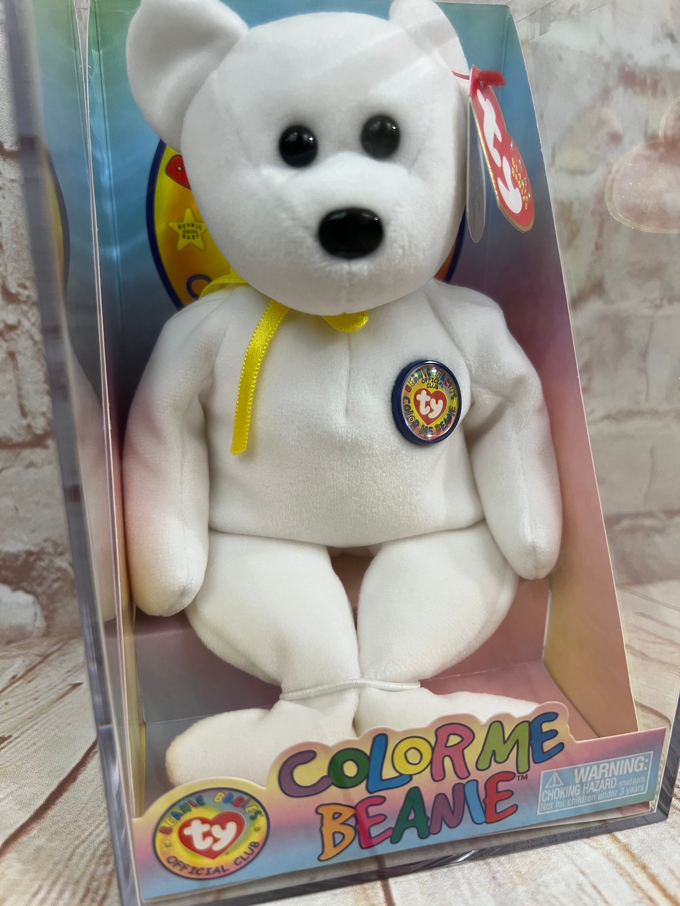 Vintage Ty Color Me Beanie Bear Plush Stuffed Animal Beanie Babies 8 in Box With Yellow Ribbon Box Damage Etsy UK